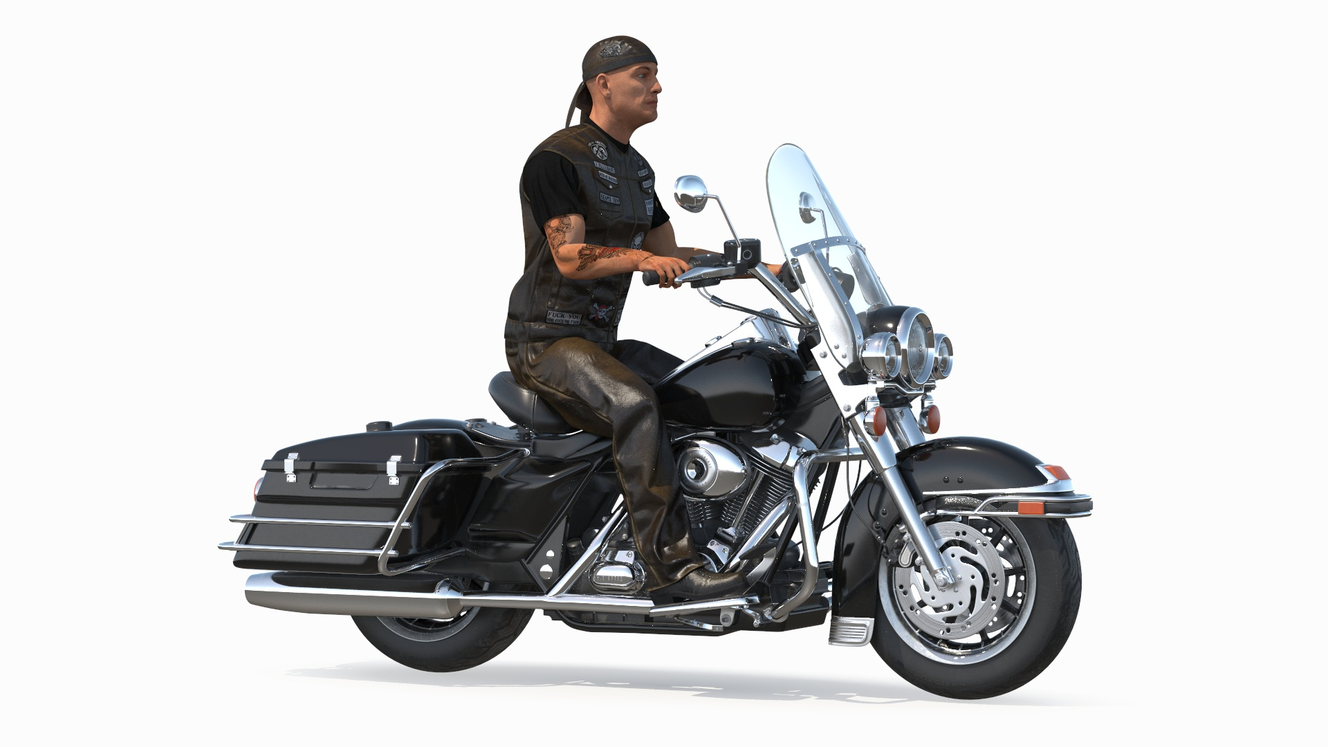 3D Road King Motorcycle With Biker Model - TurboSquid 2323665