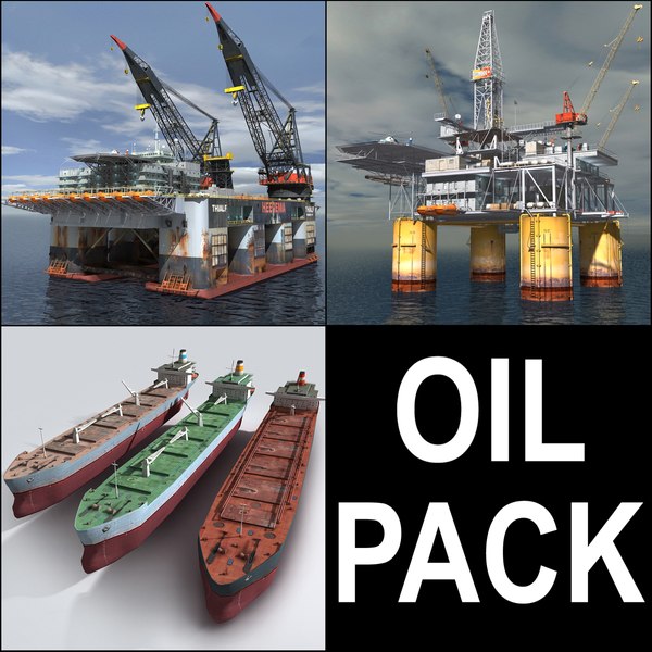 spar oil platform 3d model