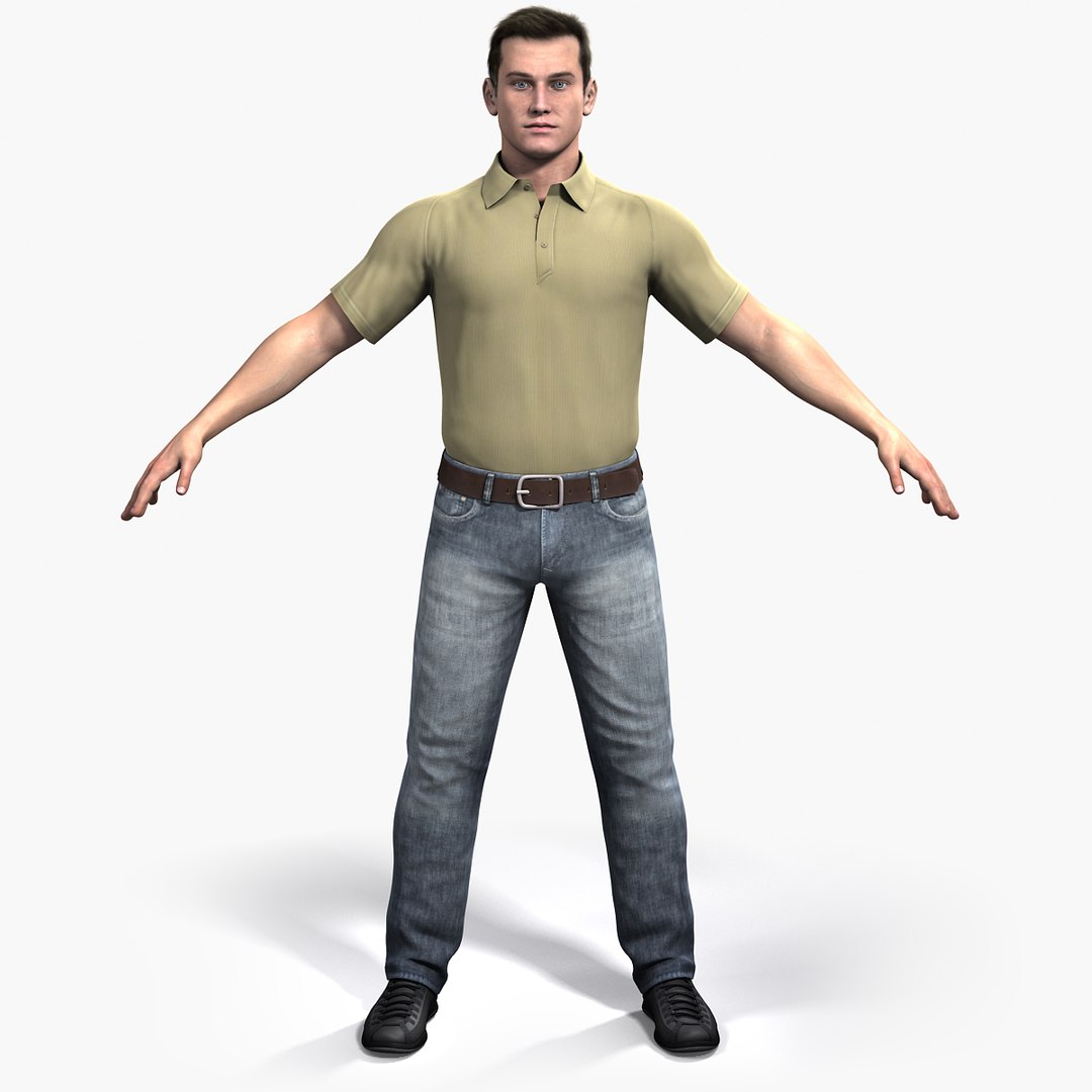 rigged dave realistic male 3d model