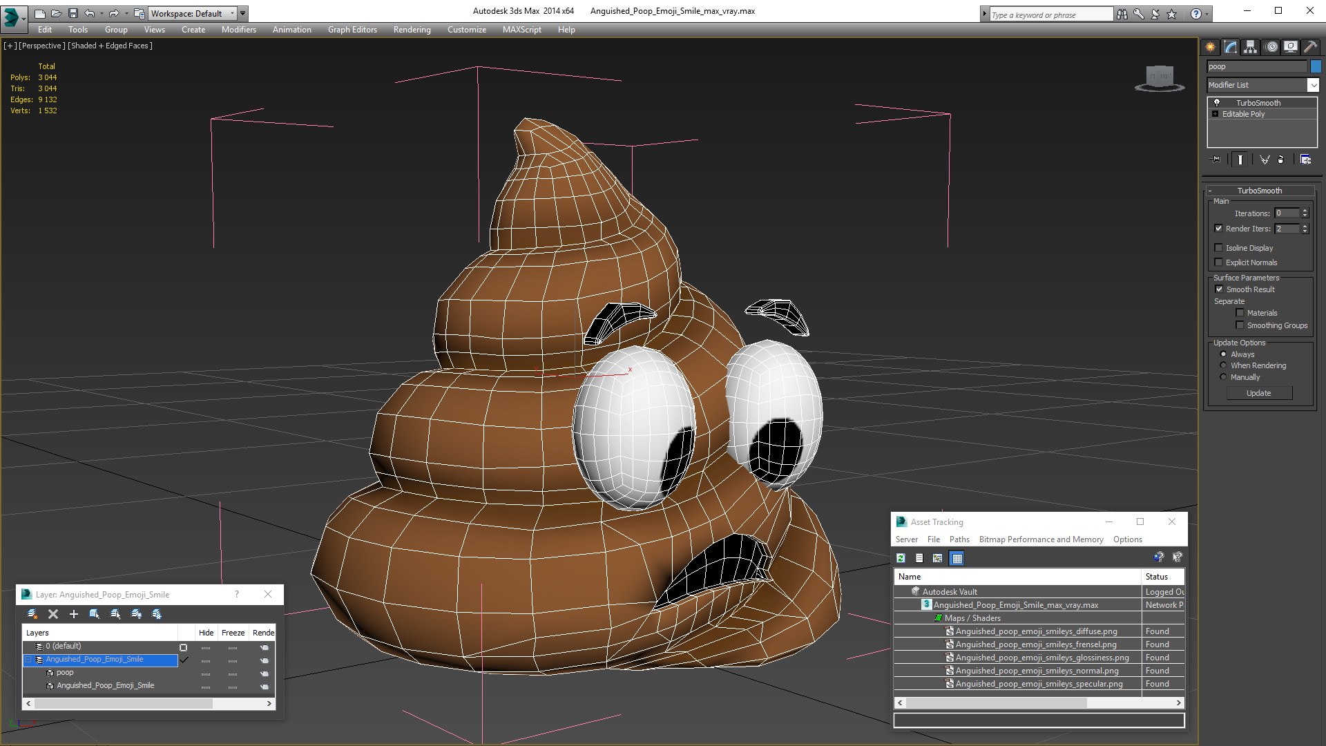 Anguished Poop Emoji Smile 3D - TurboSquid 1801268
