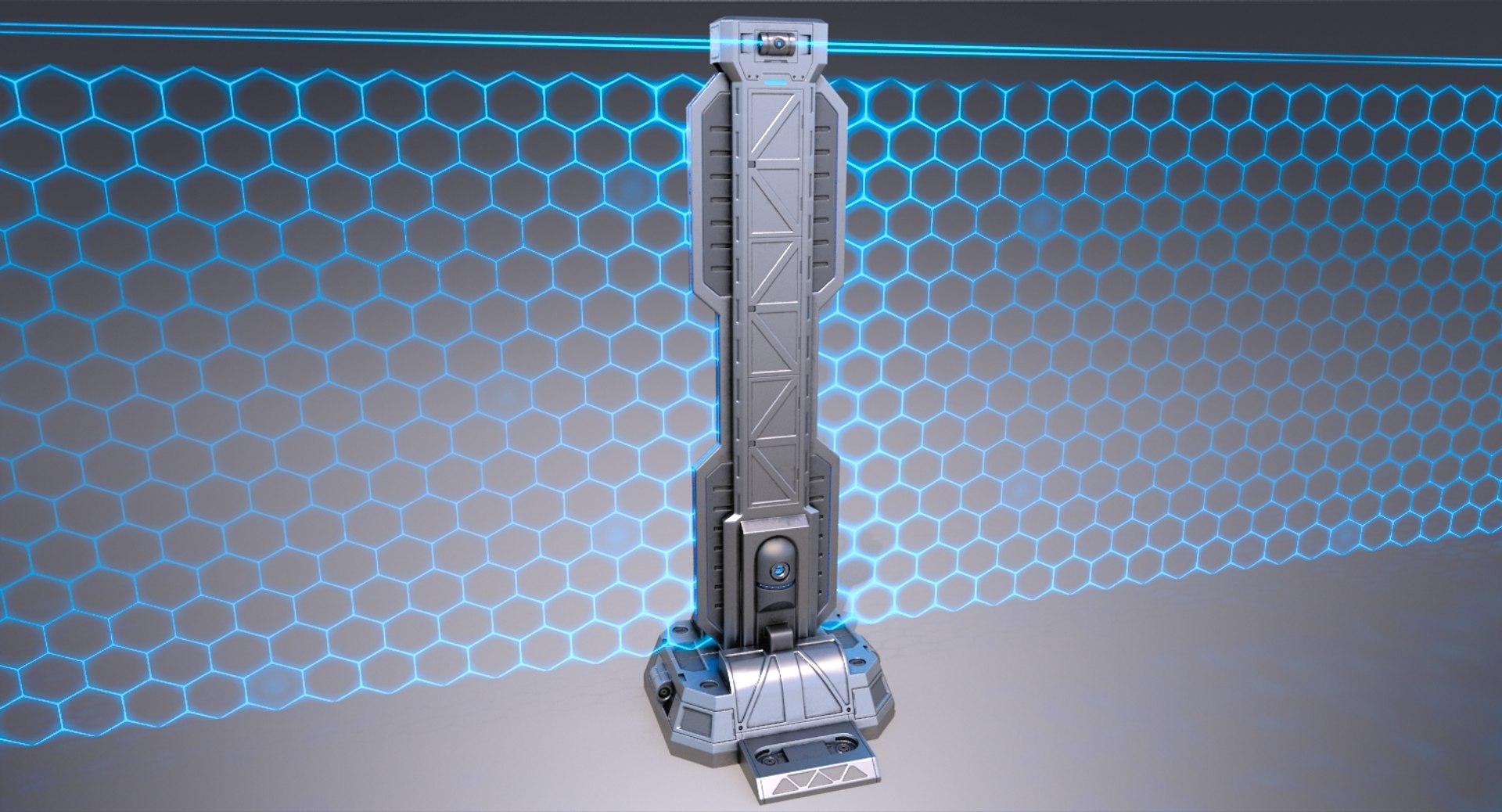 3D sci-fi power fence model - TurboSquid 1167401