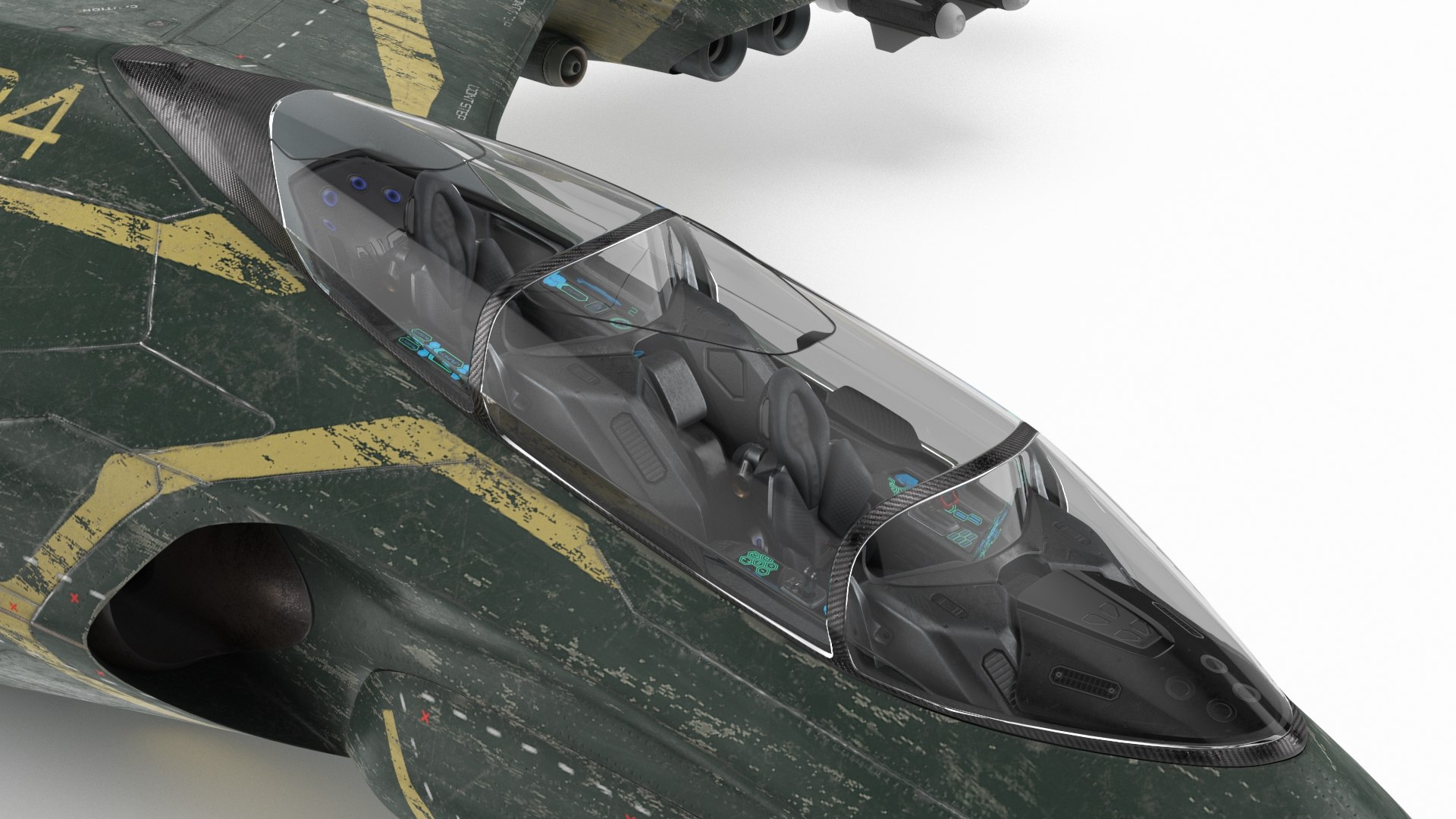 Futuristic Damaged Fighter Aircraft 3D Model - TurboSquid 2299958