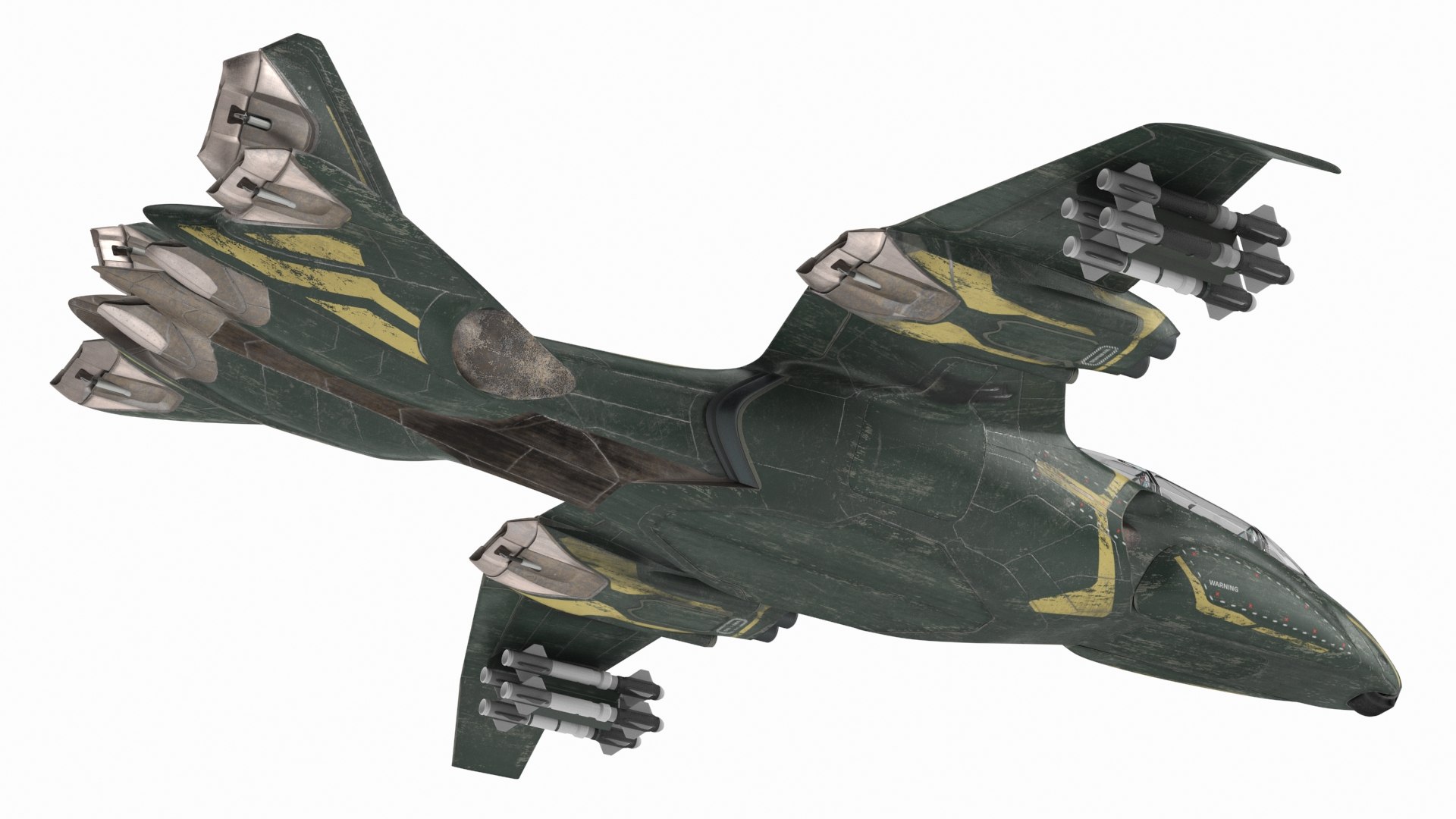 Futuristic Damaged Fighter Aircraft 3D Model - TurboSquid 2299958