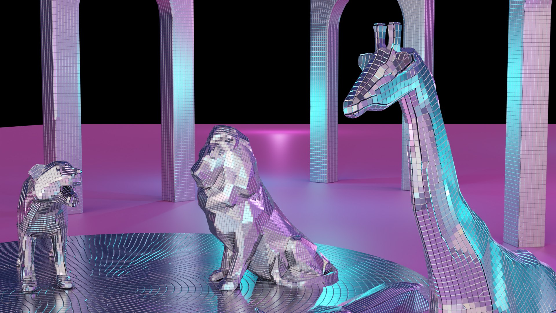 4 disco animals 3D model - TurboSquid 2099109