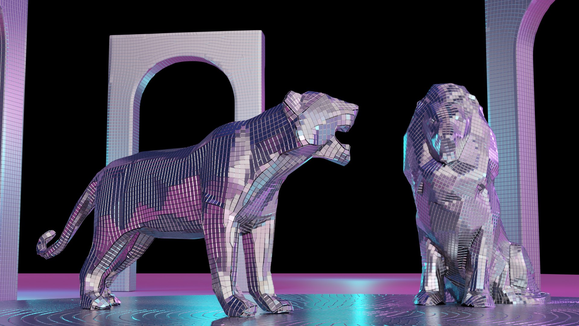4 disco animals 3D model - TurboSquid 2099109