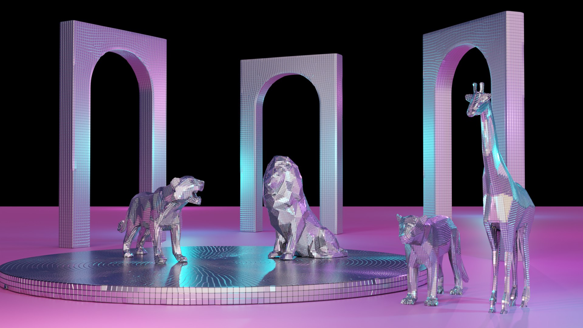 4 disco animals 3D model - TurboSquid 2099109