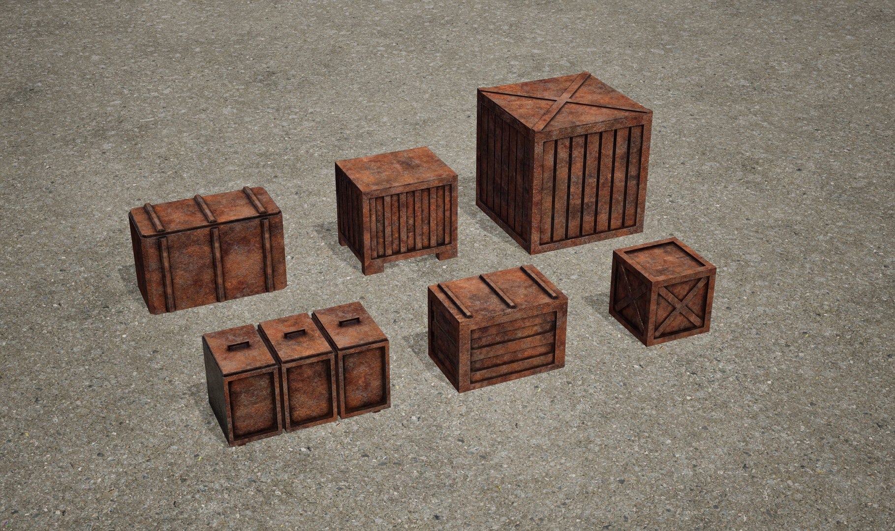 Metal Crates Pack - Metal Boxes Collection 3D Model - TurboSquid 2204246