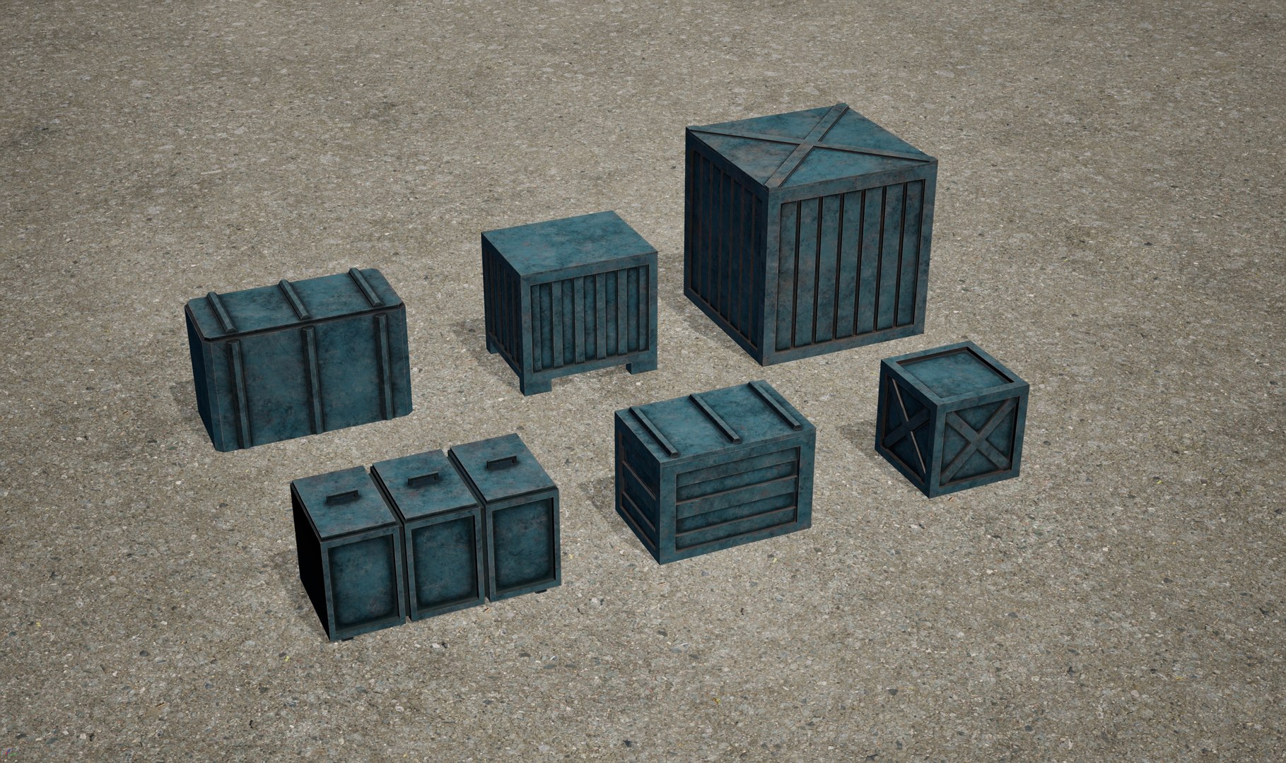 Metal Crates Pack - Metal Boxes Collection 3D Model - TurboSquid 2204246
