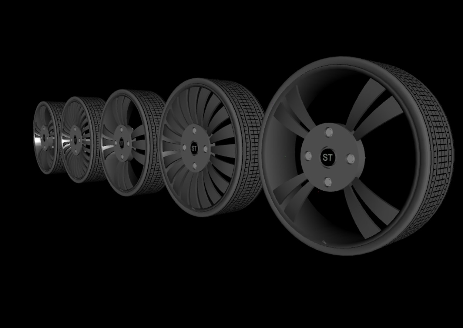 Free Car Wheel Pack 3d Model