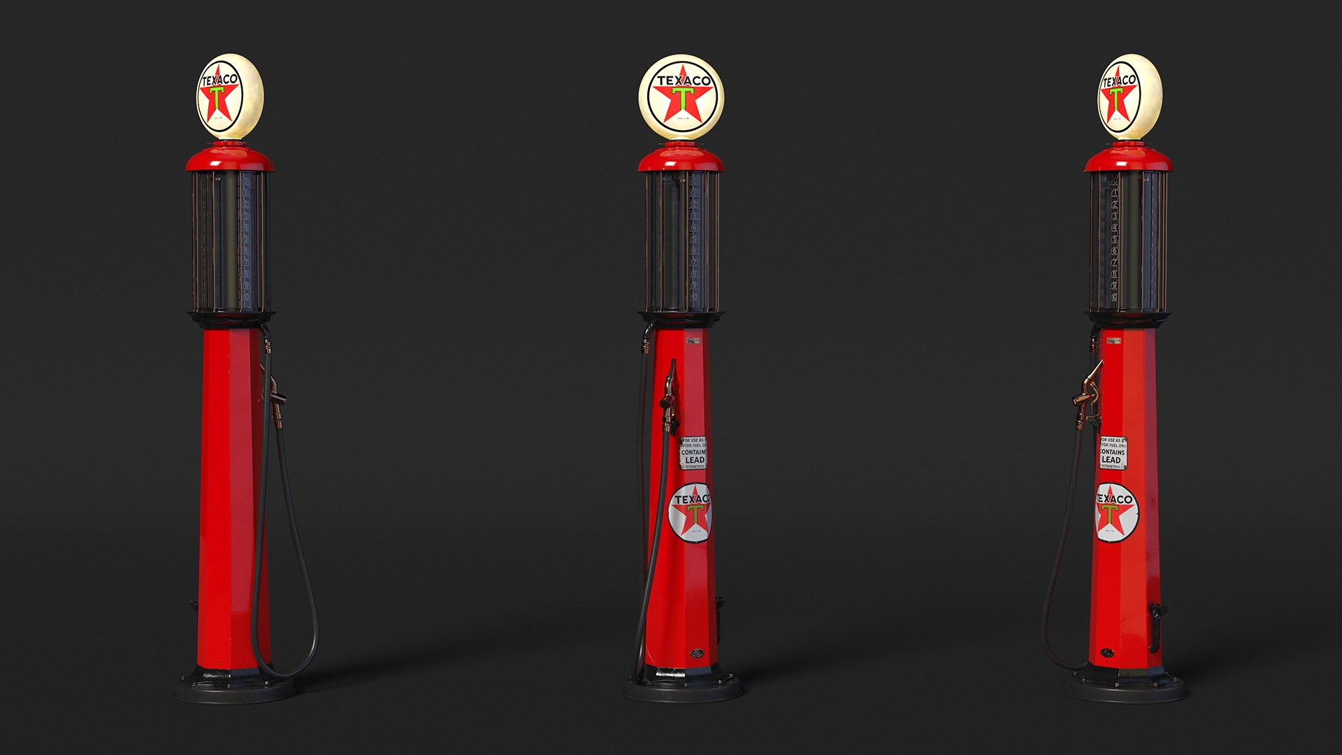 Hand Crank Gas Pump TEXACO Light On Model - TurboSquid 2199167