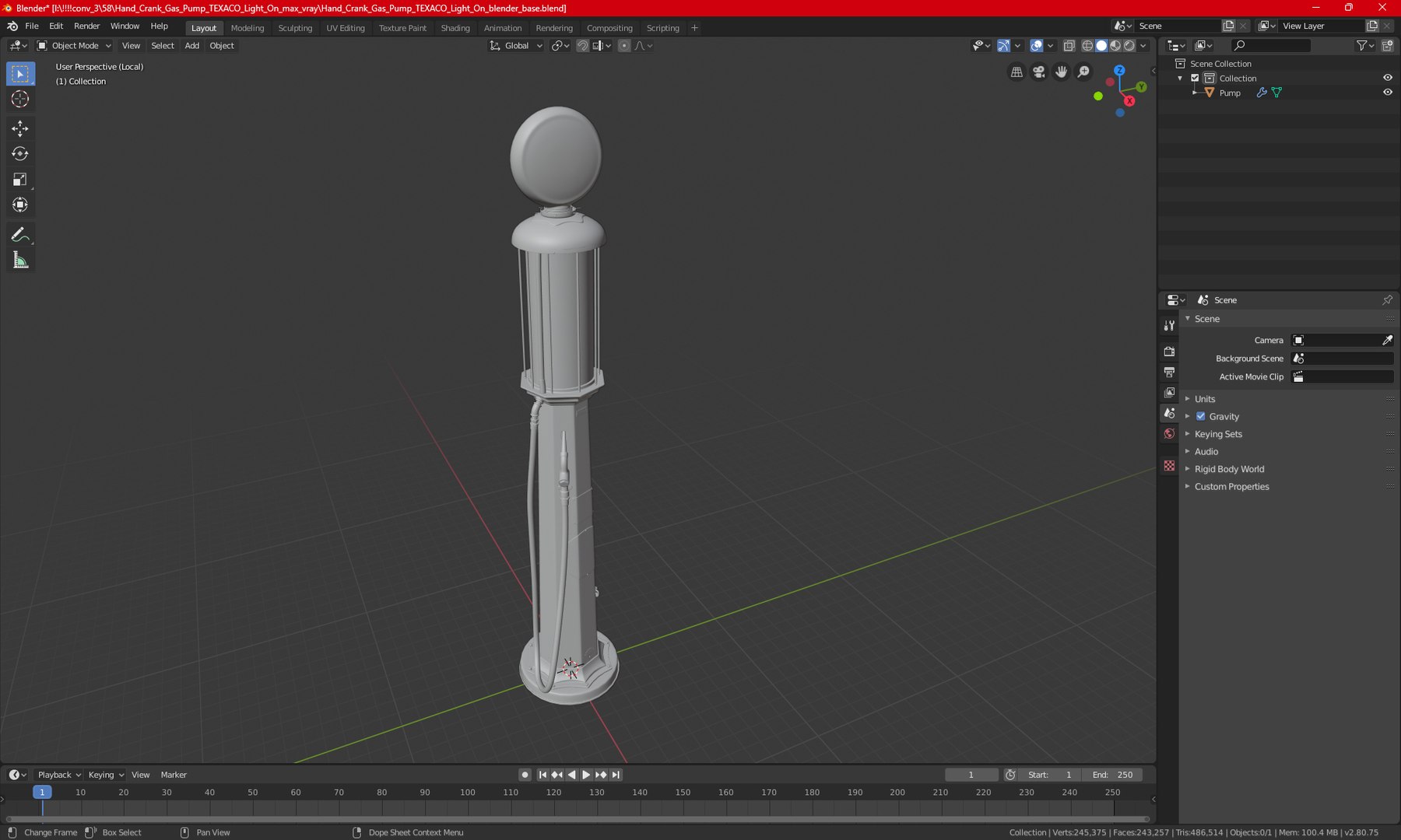 Hand Crank Gas Pump TEXACO Light On Model - TurboSquid 2199167