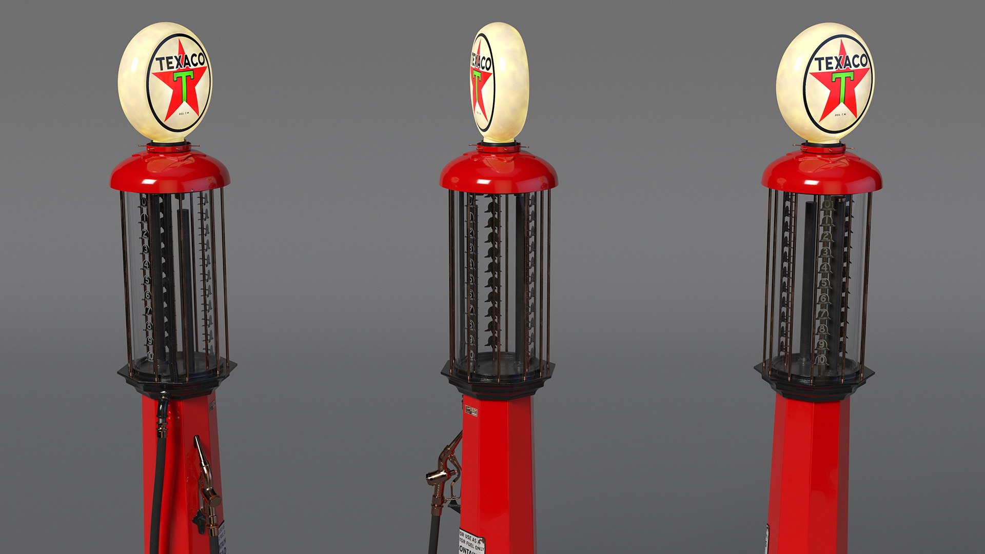 Hand Crank Gas Pump TEXACO Light On Model - TurboSquid 2199167