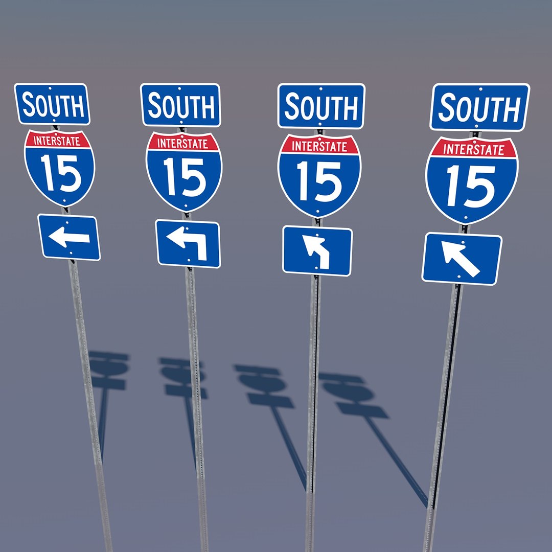 Interstate 15 Signs California 3d C4d