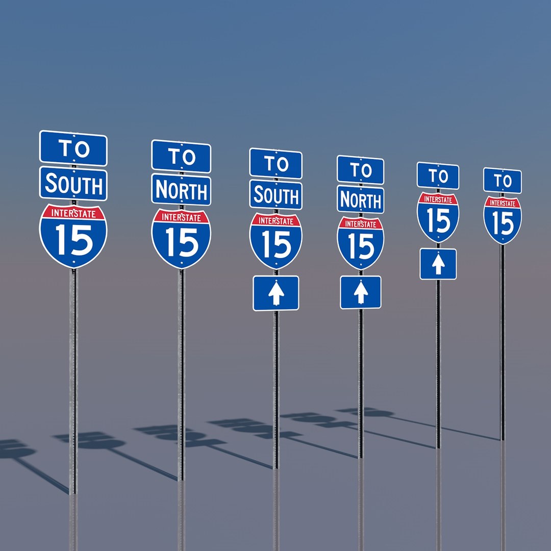 Interstate 15 Signs California 3d C4d