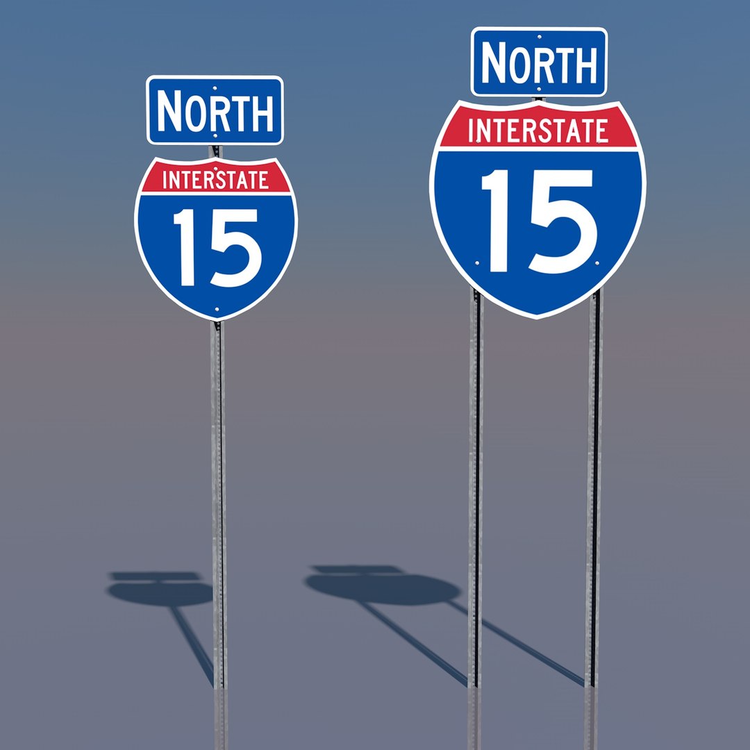 Interstate 15 Signs California 3d C4d
