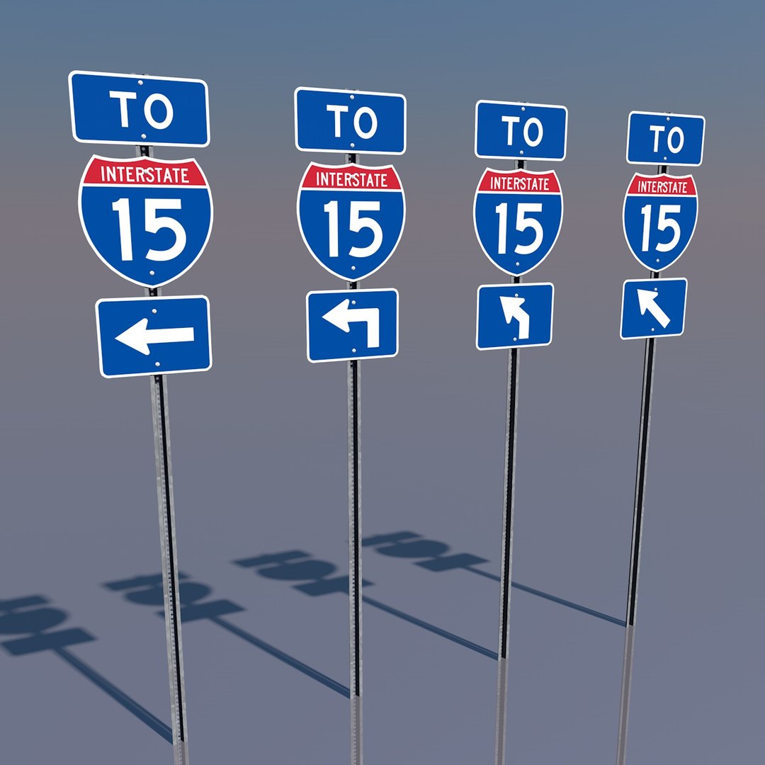 Interstate 15 Signs California 3d C4d