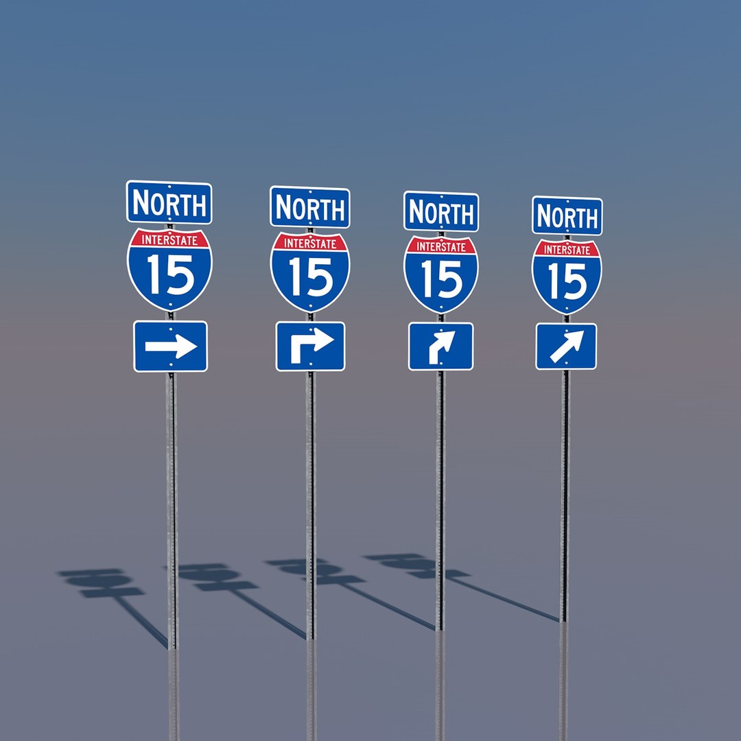 Interstate 15 Signs California 3d C4d