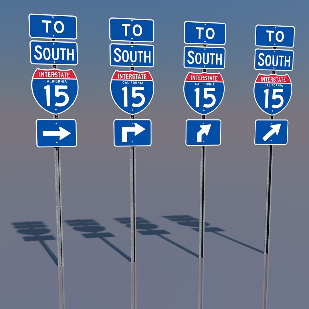 Interstate 15 Signs California 3d C4d