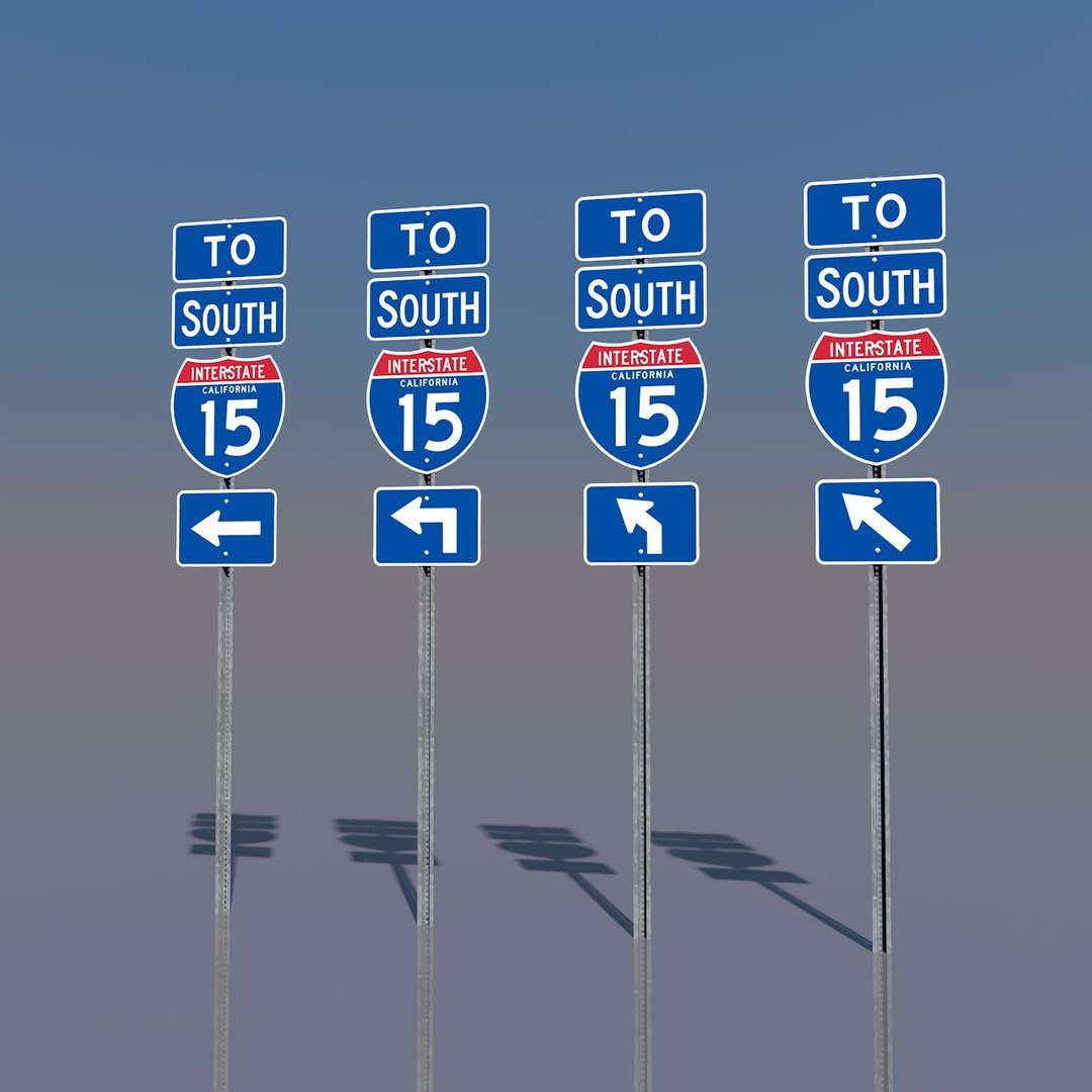 Interstate 15 Signs California 3d C4d