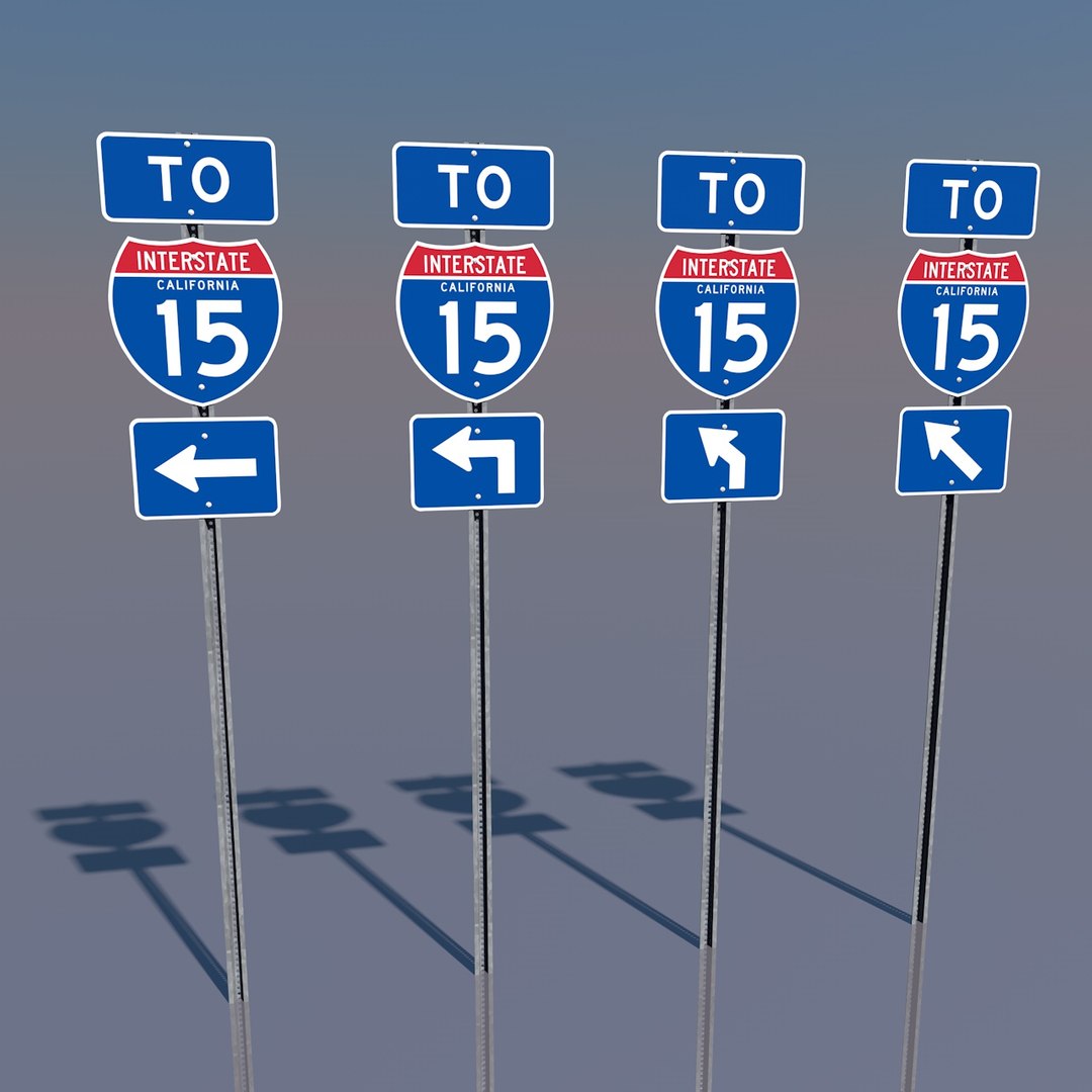 Interstate 15 Signs California 3d C4d