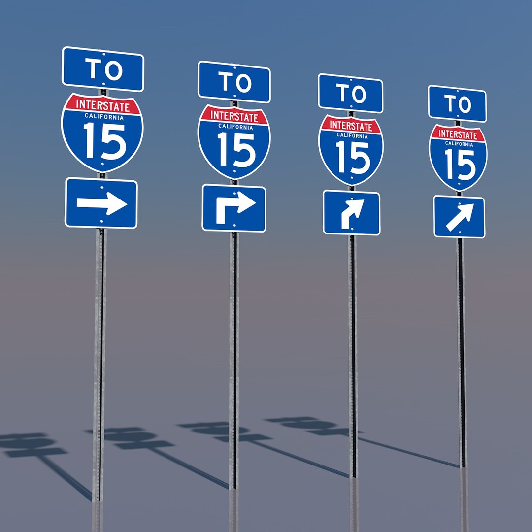 Interstate 15 Signs California 3d C4d