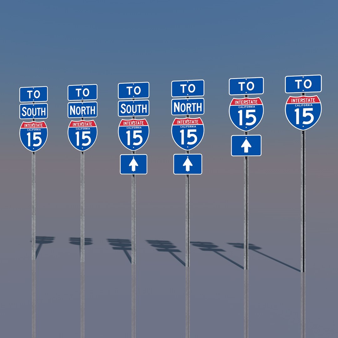 Interstate 15 Signs California 3d C4d