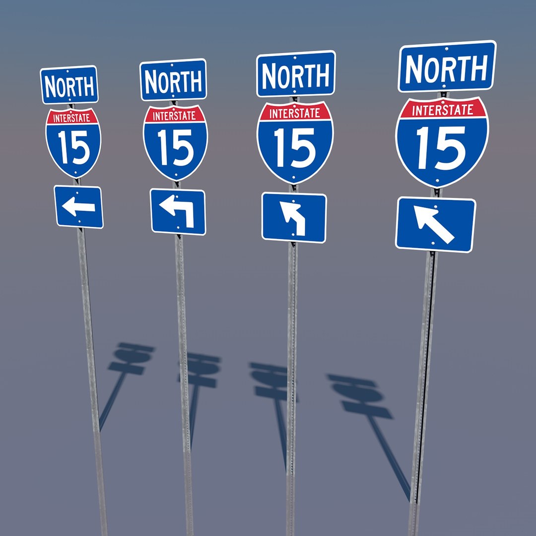 Interstate 15 Signs California 3d C4d