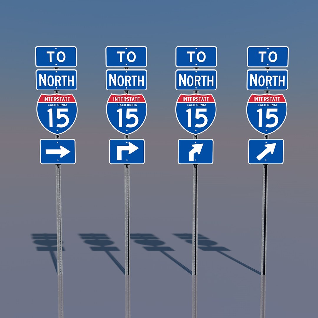 Interstate 15 Signs California 3d C4d