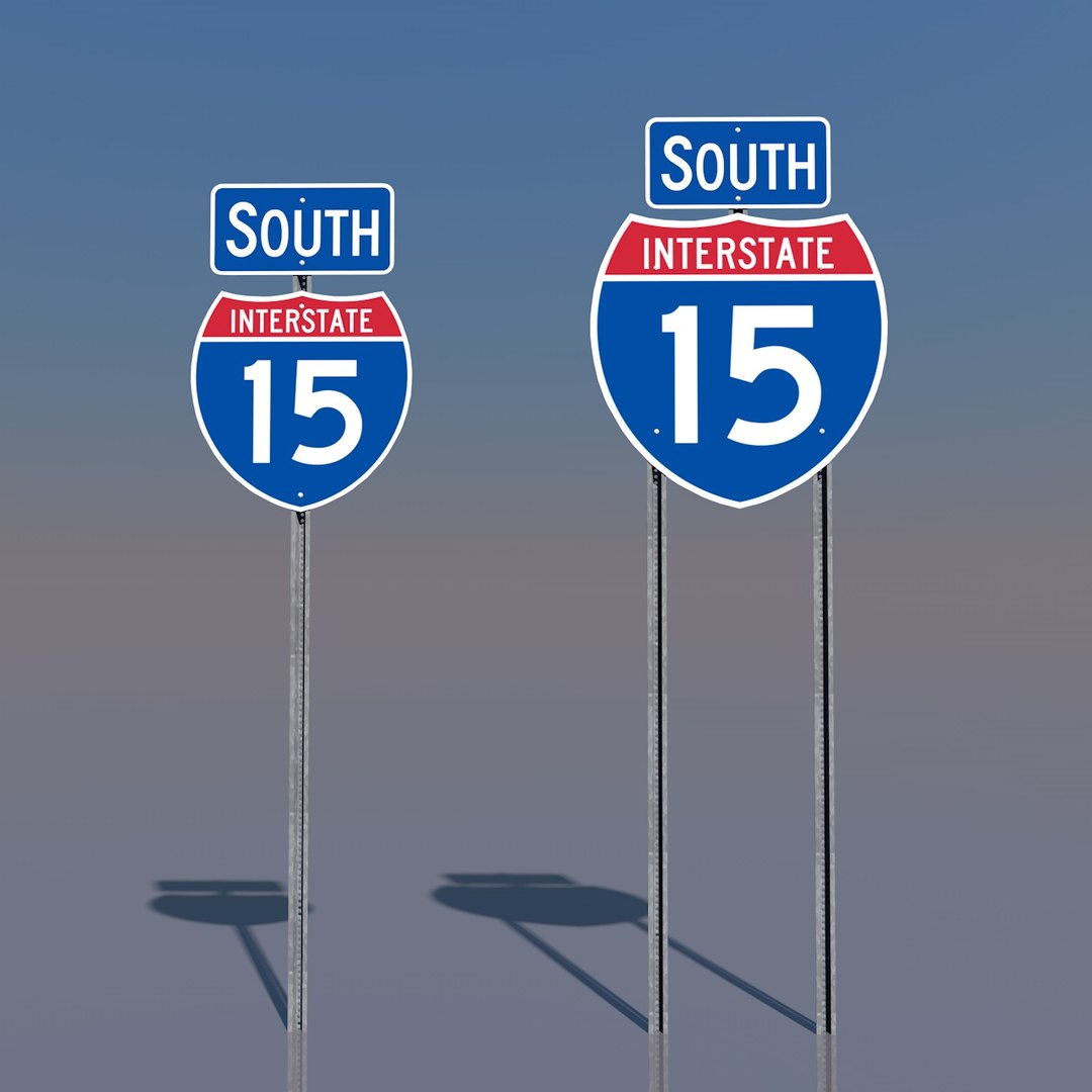 Interstate 15 Signs California 3d C4d
