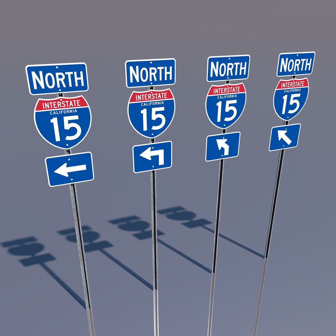 Interstate 15 Signs California 3d C4d