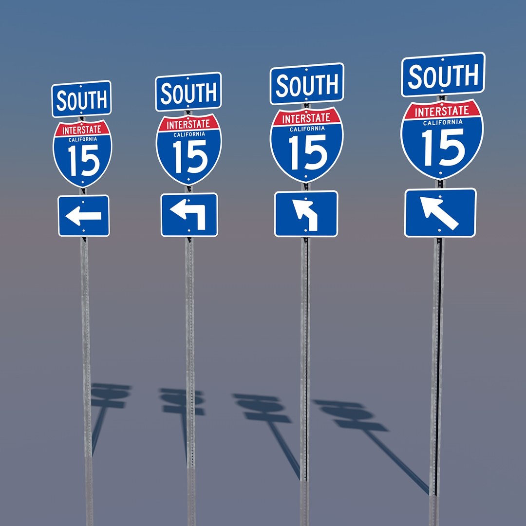Interstate 15 Signs California 3d C4d