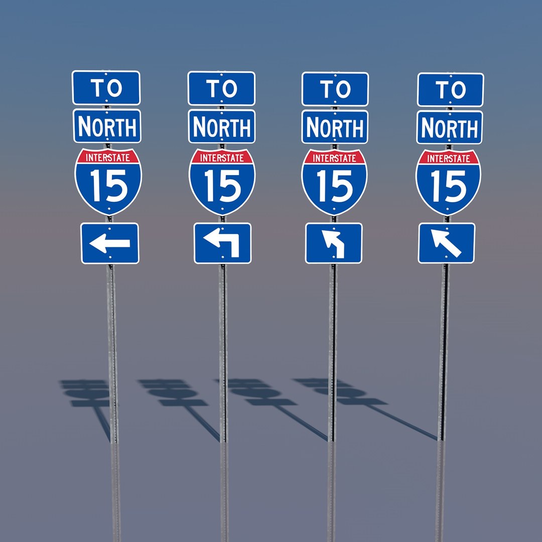 Interstate 15 Signs California 3d C4d