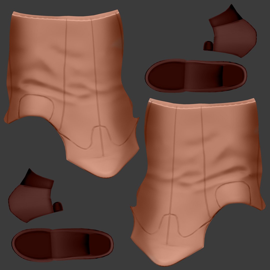 Thick Heels Brown Suede Calf Boots 3D Model - TurboSquid 1945517