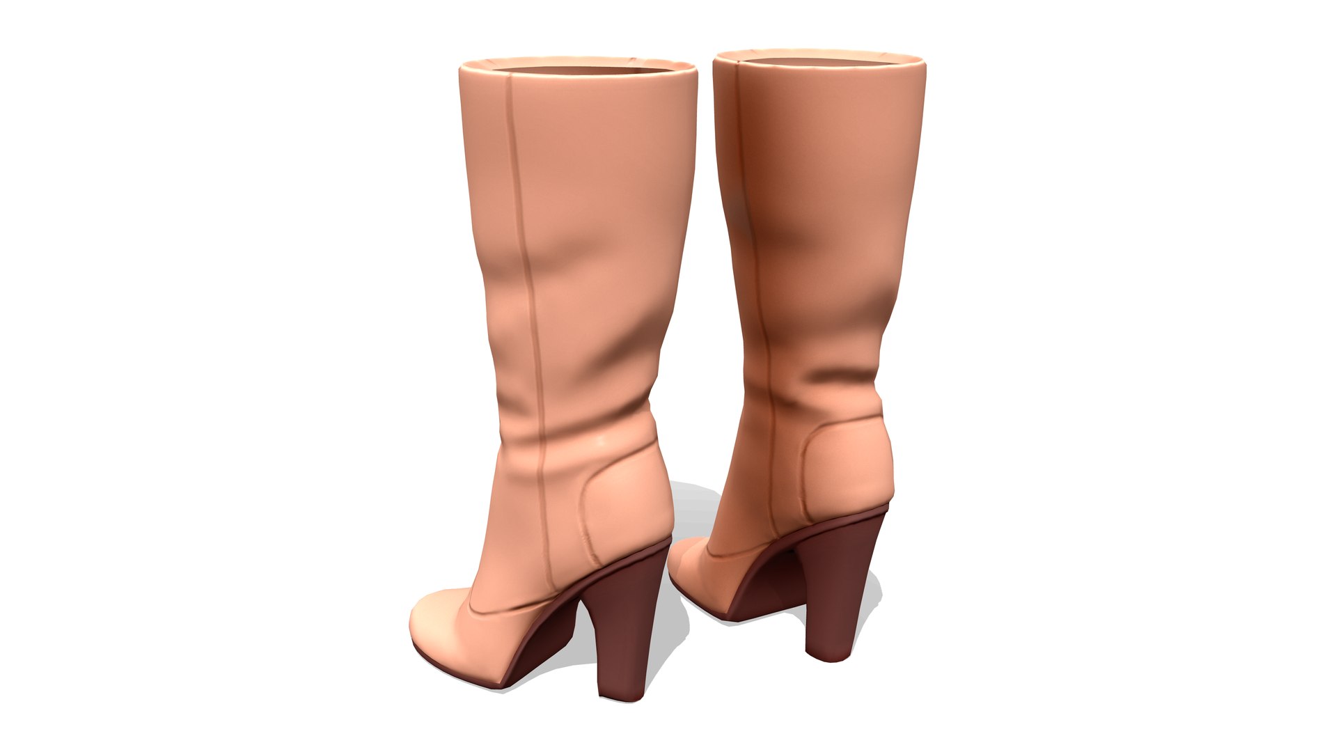 Thick Heels Brown Suede Calf Boots 3D Model - TurboSquid 1945517