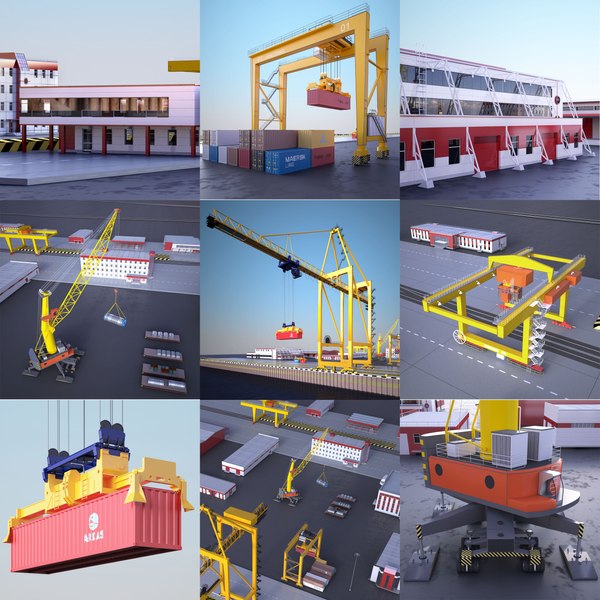 3d container terminal scene