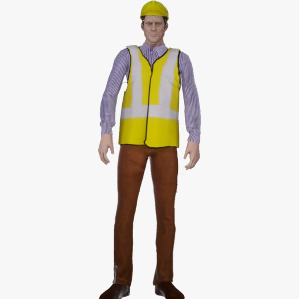 Construction Worker Engineer Uniform Low Poly GameReady 3D model ...