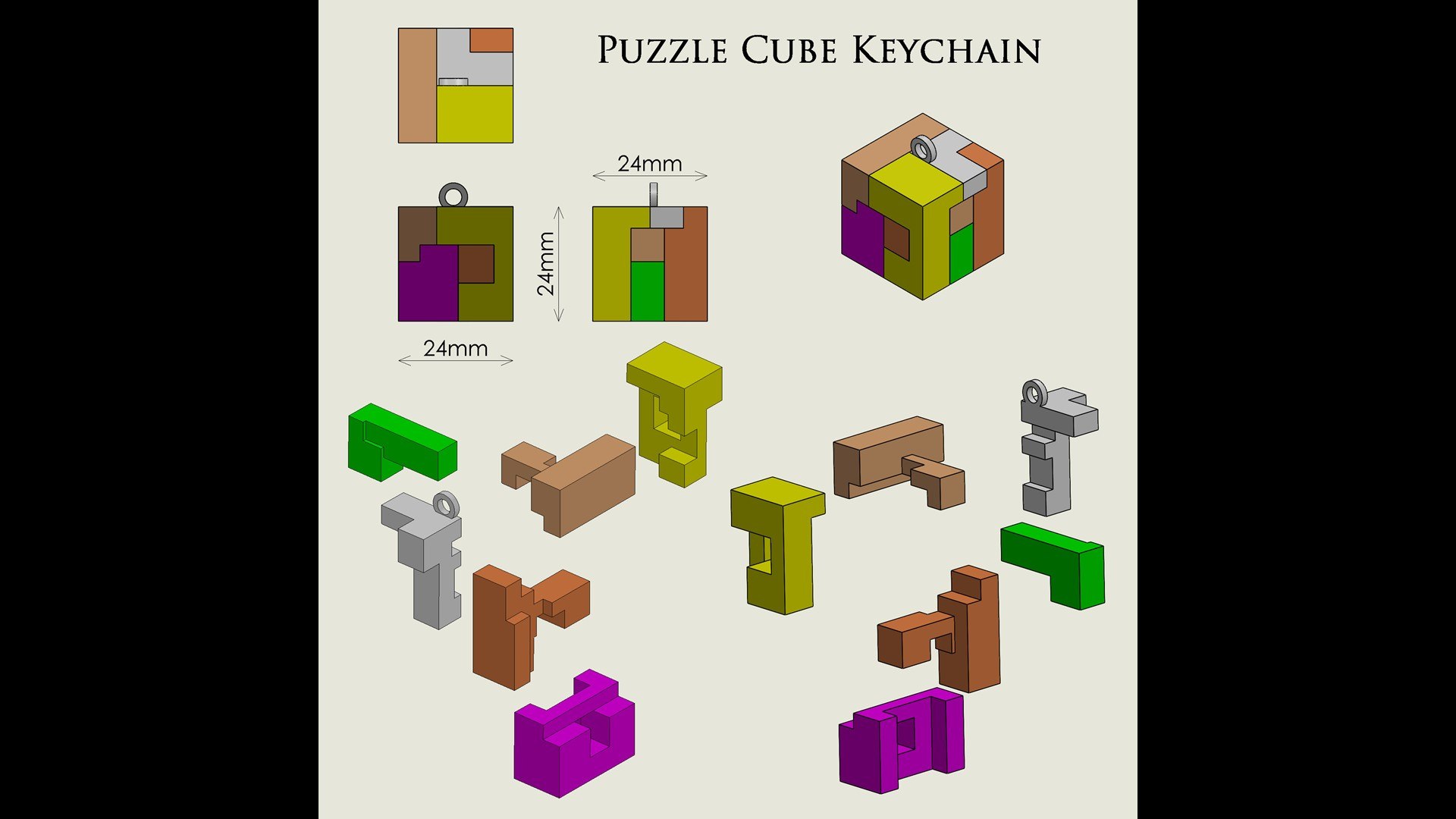 3D Model Puzzle Cube Keychain - TurboSquid 2512042