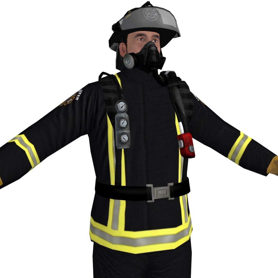 3d Model Rigged Fireman