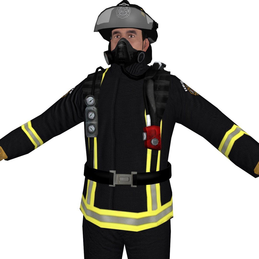 3d Model Rigged Fireman