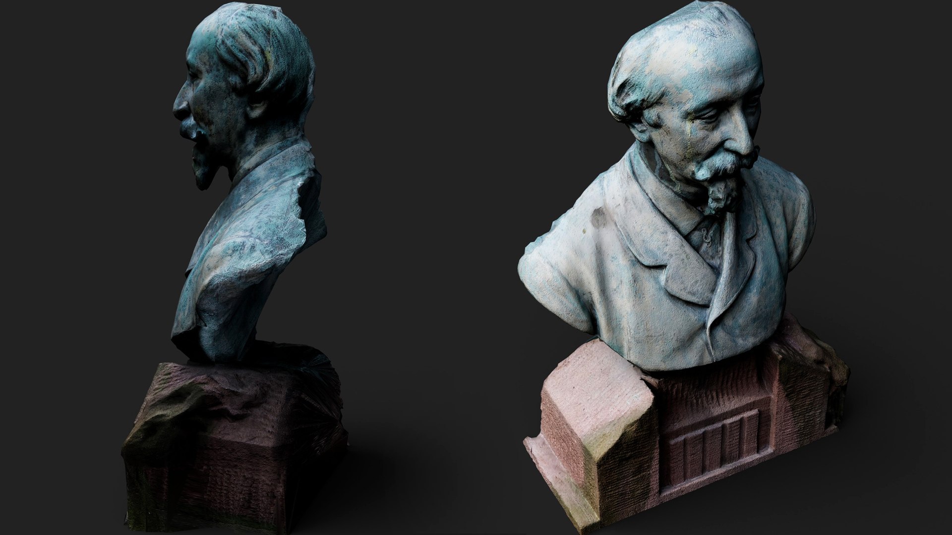 Monument Baroque Figure Bronze Head Torso Photogrammetry Model ...