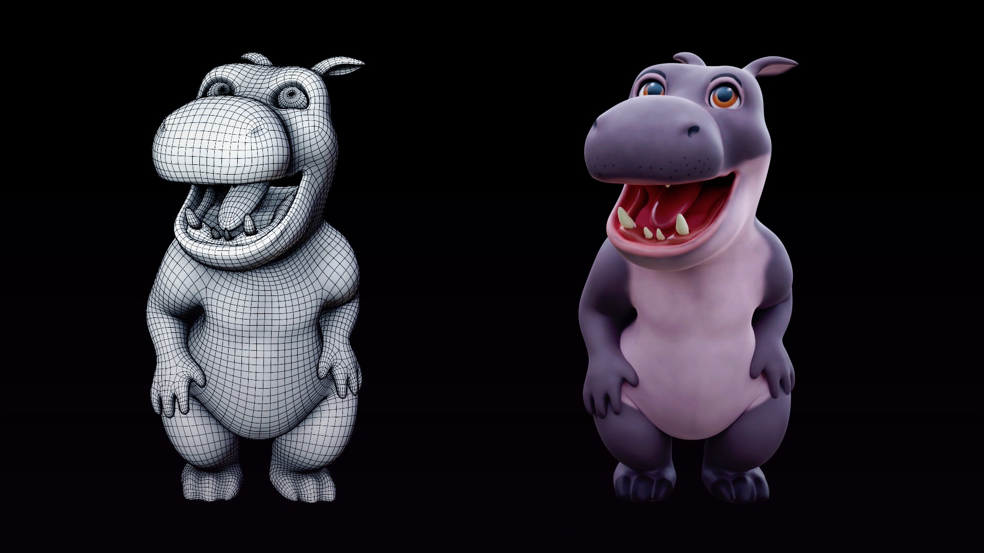 Hippo - Rigged Cartoon Character For Blender Low-poly 3D Model ...