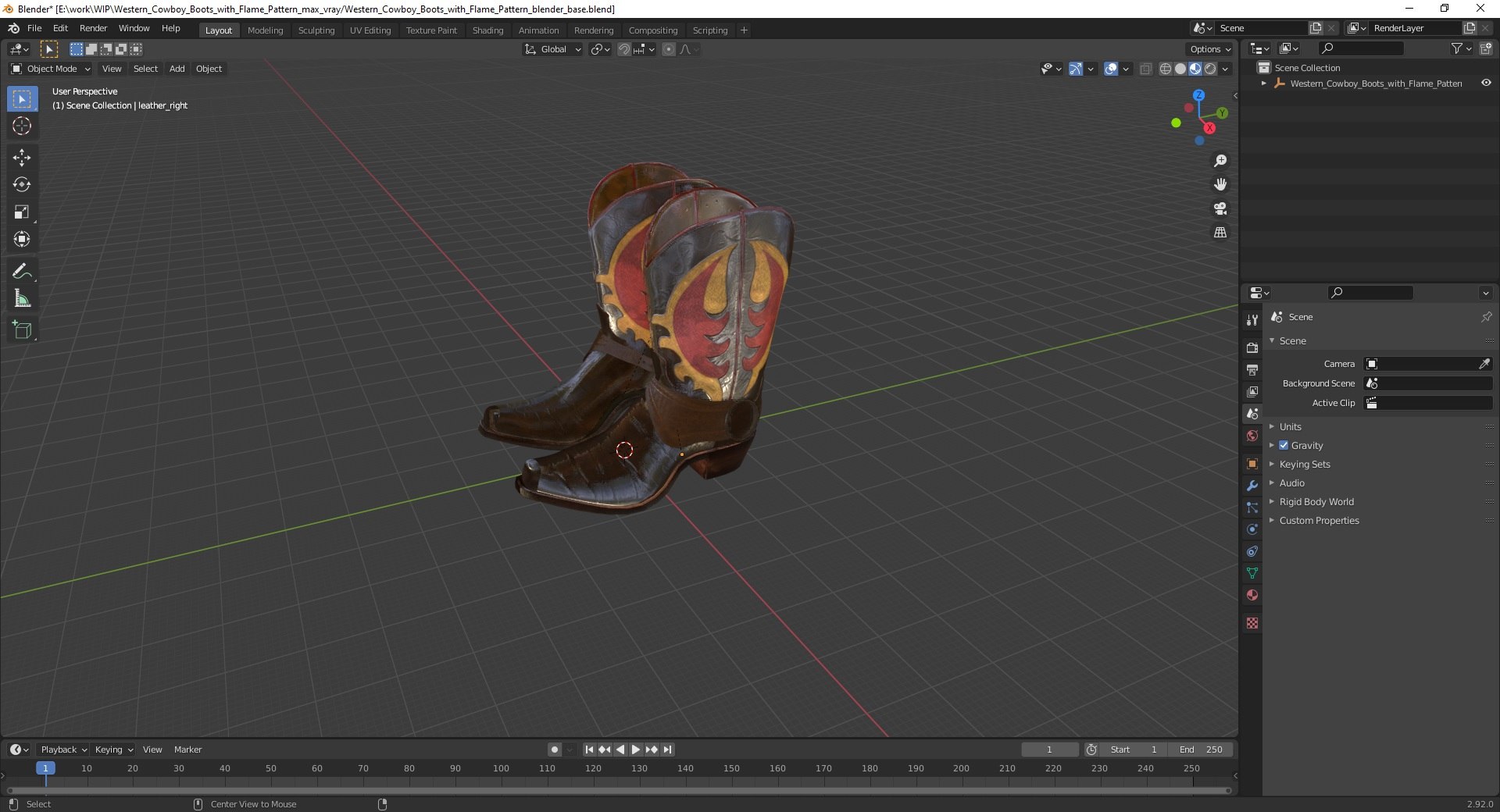 Western Cowboy Boots With Flame Pattern 3D Model - TurboSquid 2240355