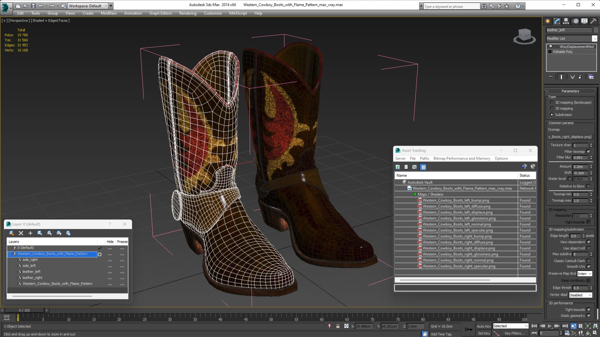Western Cowboy Boots With Flame Pattern 3D Model - TurboSquid 2240355