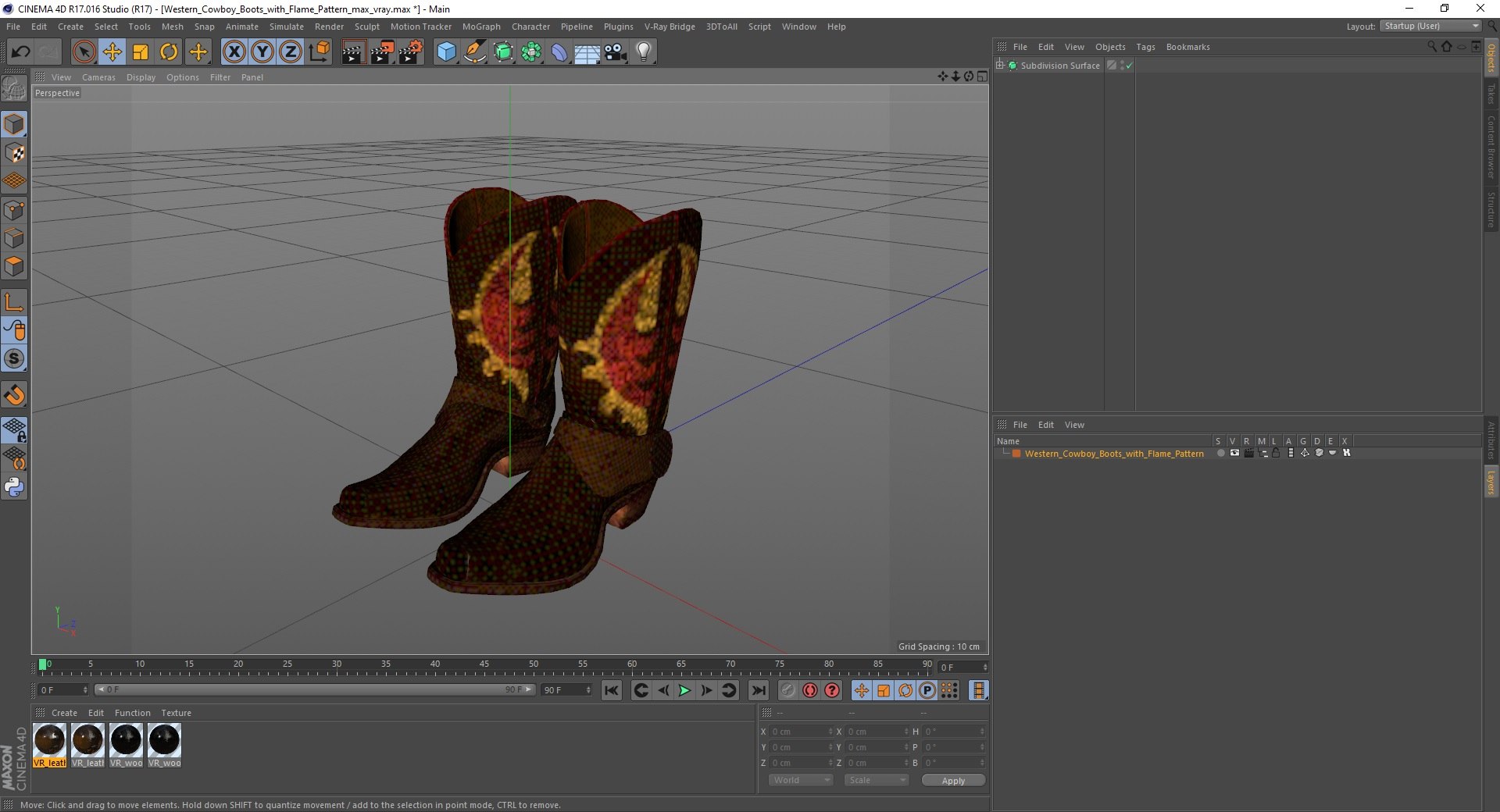Western Cowboy Boots With Flame Pattern 3D Model - TurboSquid 2240355