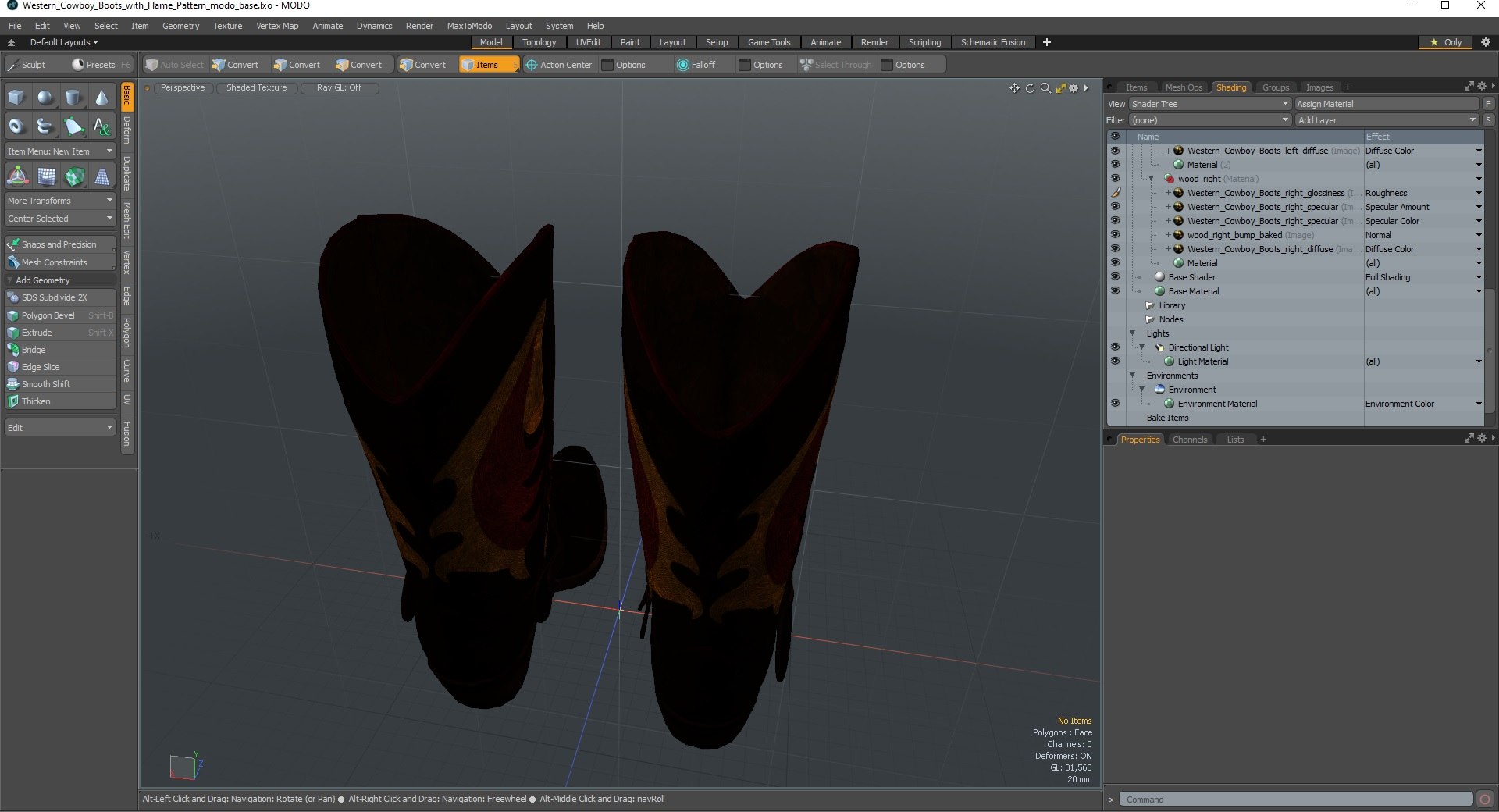 Western Cowboy Boots With Flame Pattern 3D Model - TurboSquid 2240355