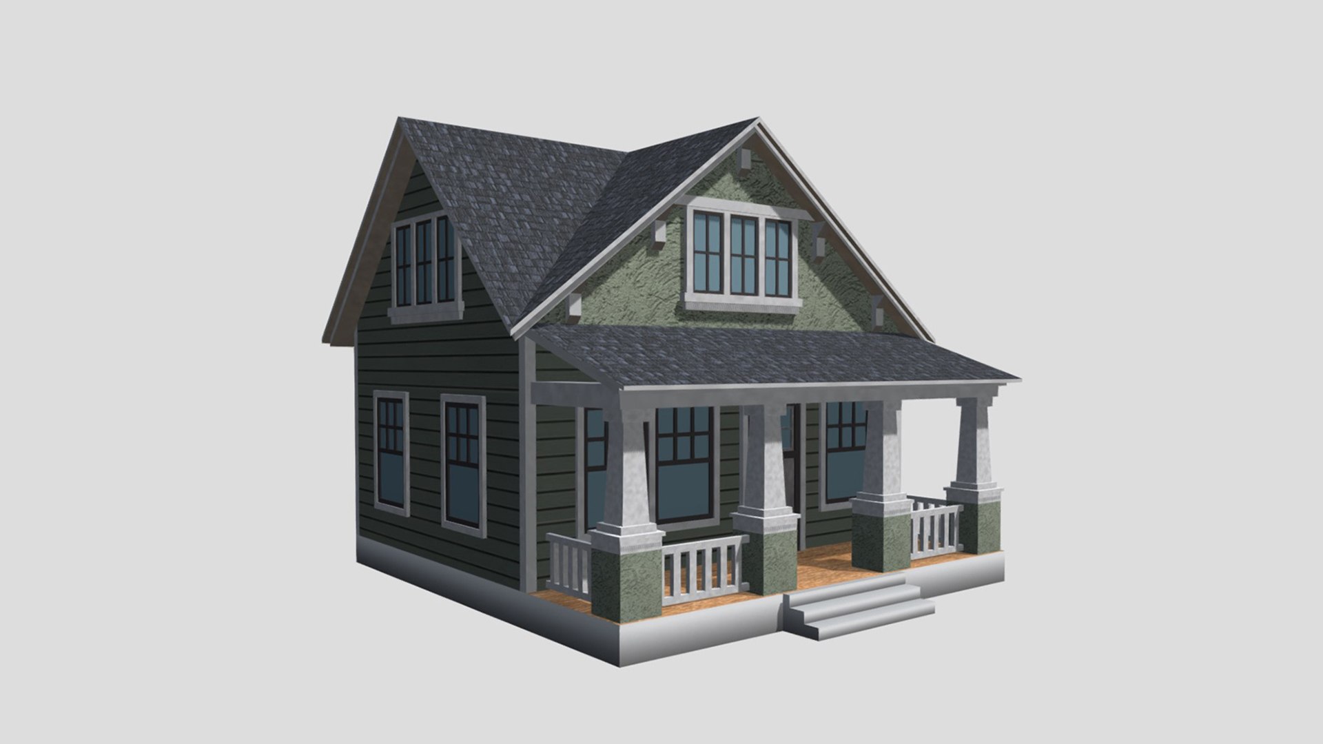 American Style Cottage - Town House Model 3D - TurboSquid 2180722
