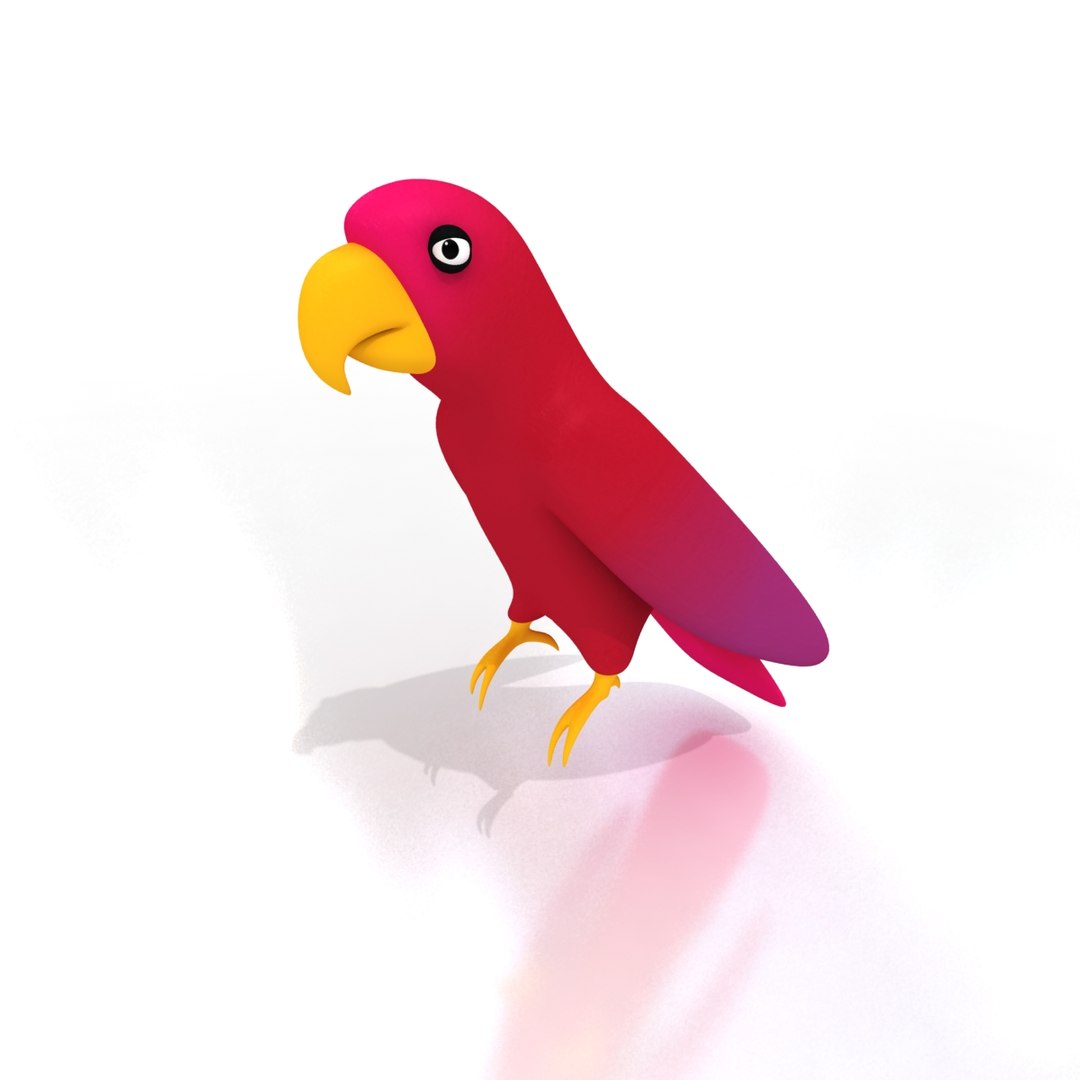 cartoon parrot rigged 3d model