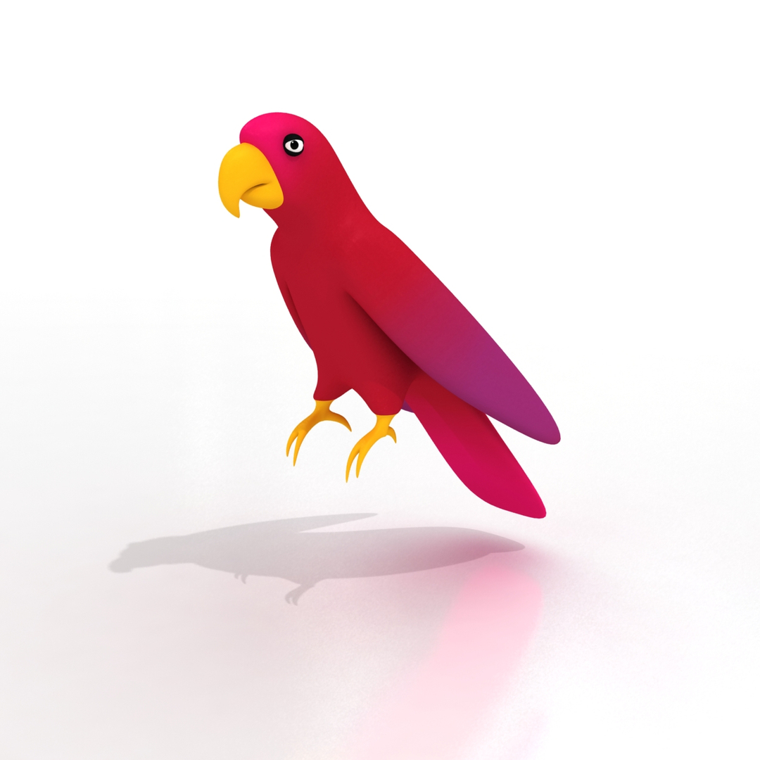 cartoon parrot rigged 3d model