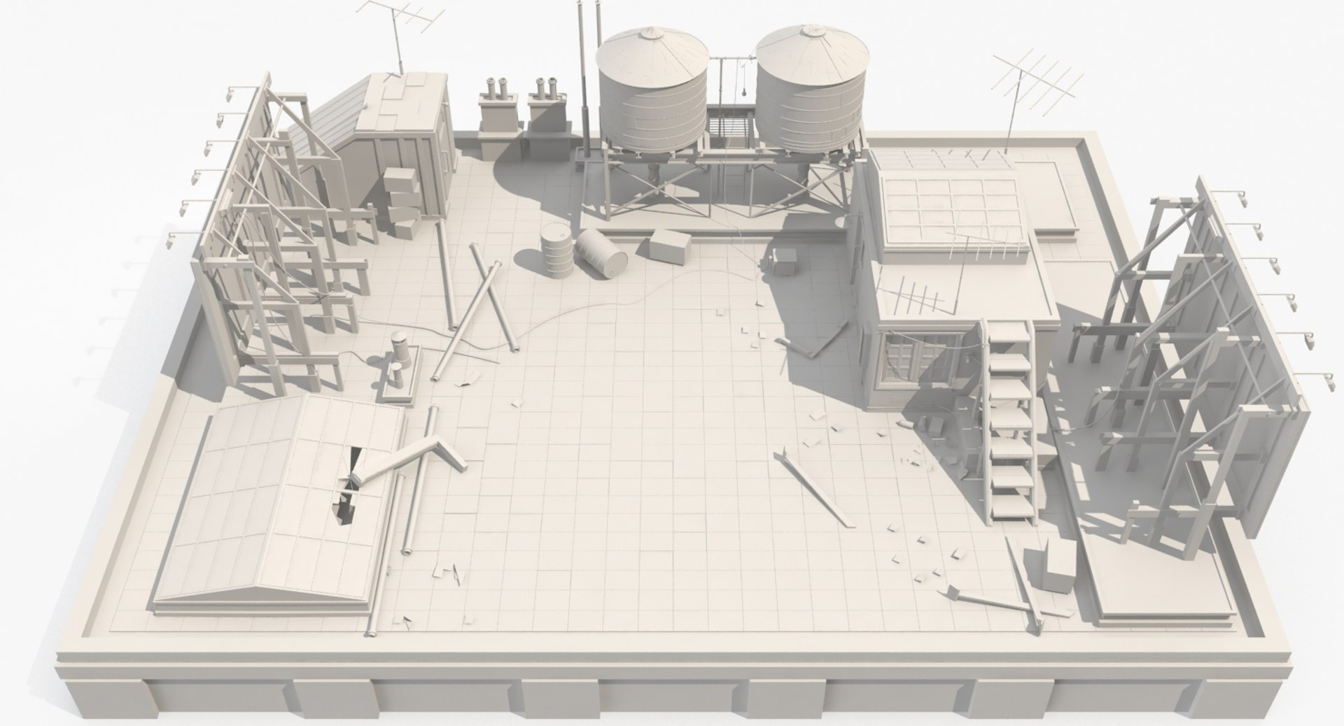 3d Model Definition Building Roof Scene