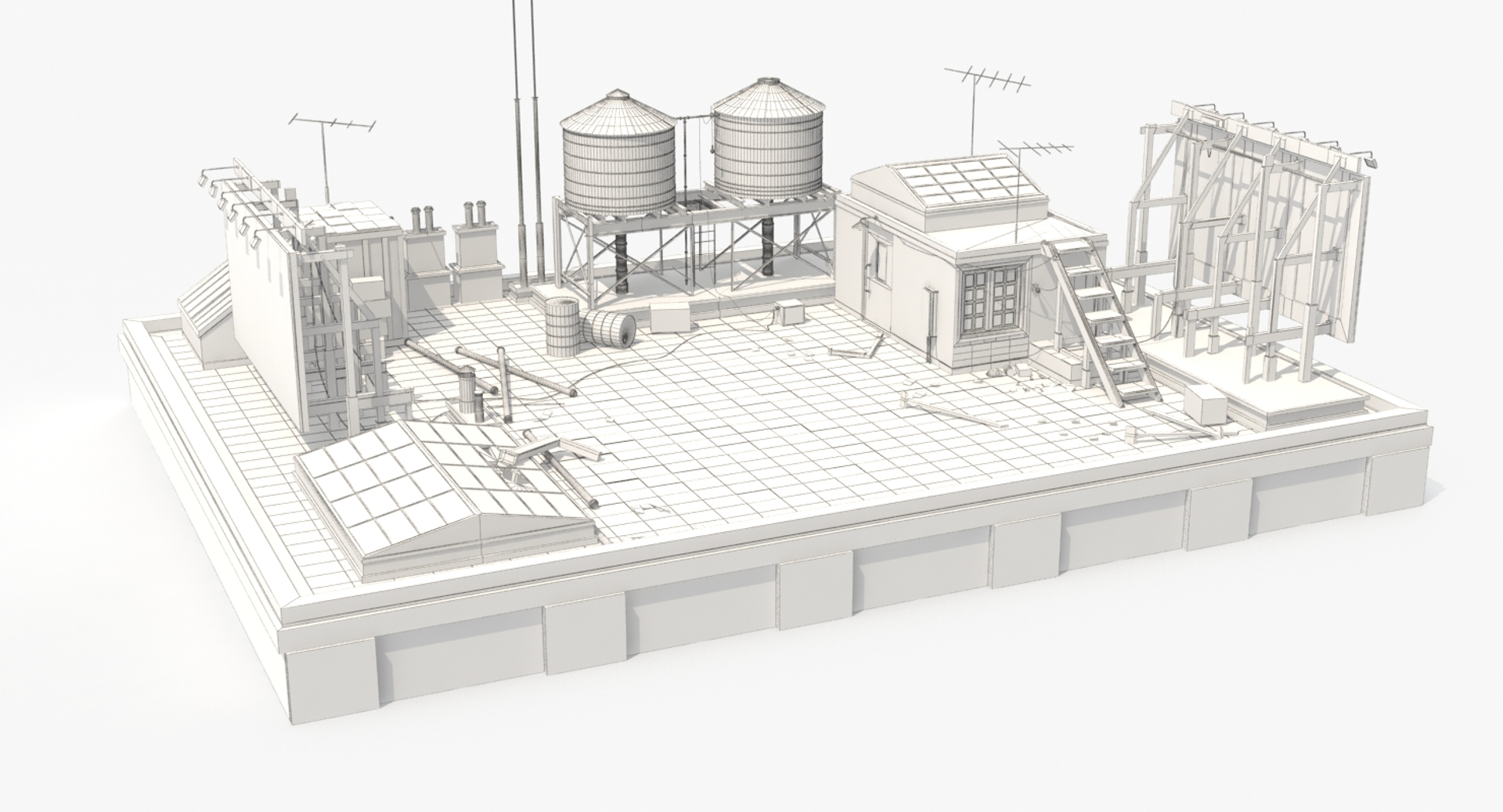 3d Model Definition Building Roof Scene